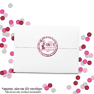 Cute Valentine Gnome Themed Valentine Party Favor Sticker Labels for Girls, 40 2" Party Circle Stickers by AmandaCreation, Great for Classroom Valentines, Envelope Seals, Gifts & Treats