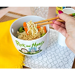 Silver Buffalo Rick and Morty Portal Japanese Ceramic Dinnerware Set | Includes 20-Ounce Ramen Noodle Bowl and Wooden Chopsticks | Asian Food Dish Set For Home & Kitchen