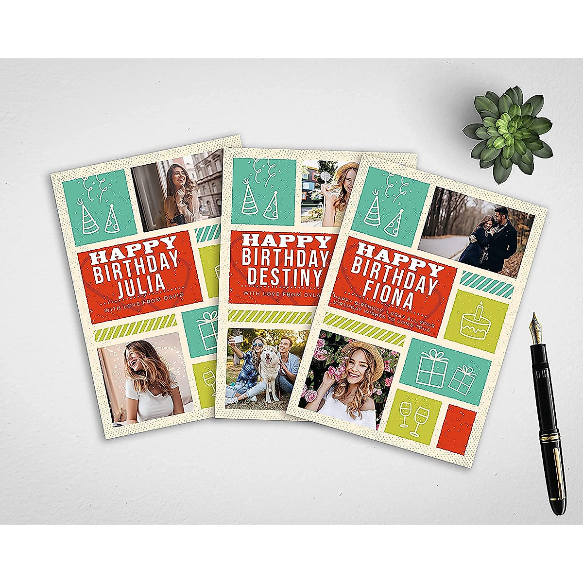 Color King Studio Personalized Birthday Card, Happy Birthday Card, Custom Greeting, Handmade Birthday Cards, Custom Photo Card