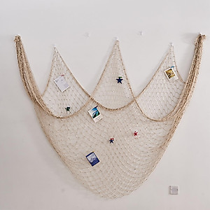 Rosoz Natural Fish Net Decorative for Party, Natural Cotton Netting 80x40 Inch, Nautical Themed Fishnet Party Accessory