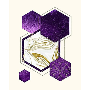 Modern Geometric Abstract Purple Gold Wall Art Decor Prints, 4 (8x10) Unframed Photos, Artwork Gifts Under 20 for Home Bathroom Bedroom Office Studio Lounge Architecture Design Student Teacher Fan