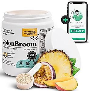 ColonBroom Psyllium Husk Powder Colon Cleanser (Tropical Fruits) - Vegan, Gluten Free Fiber Supplement - Safe Colon Cleanse for Constipation Relief, Bloating Relief & Gut Health (60 Servings)