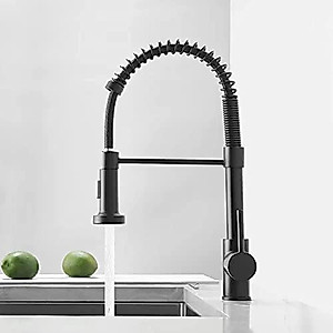 Modern Pull-Out Kitchen Faucet Pull-Down Sprayer Kitchen Sink Faucet All Solid Brass Single Handle (Matte Black)