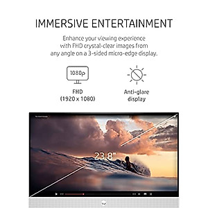 HP 23.8” All-in-One Desktop PC, Intel Celeron Processor J4025, 4 GB RAM, 256 GB SSD, Full HD Micro-Edge Touchscreen, Windows 11 Home, 720p Privacy Webcam, Wi-Fi and Bluetooth Combo (24-cb0110, 2022)