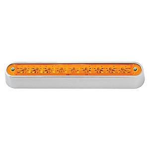 Grand General 76090 Amber 6-1/2" 9-LED Sealed Light Bar with Chrome Base and 3 Wires for Dual Function