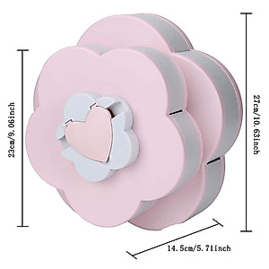 Ygapuzi Double Deck Snack Box Flower Shaped Rotating Candy Serving Containers with Phone Holder, 10 Grid Creative Snacks Storage Tray for Dried Fruit, Nuts, Chips, Olives (Pink)