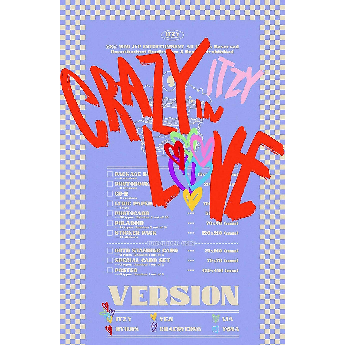 Pledis ITZY - CRAZY IN LOVE (Vol.1) Album+Extra Photocards Set (YEJI ver.)
