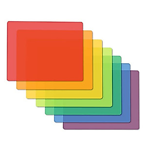 Fotouzy Plastic Cutting Boards for Kitchen, Flexible Cutting Mats Set of 7, BPA-Free, Non-Porous, Dishwasher Safe, 15x12 In, 7 Translucent Colors