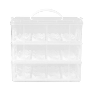 RENFANSHOP 3 Tier Cupcake Packing Box with Lid，Cupcake Muffin Carrier with Lid White Cakes Food Transporter Container Holds 36 Cupcakes or 3 Large Cakes Food with 3 Tier Stackable Layer Insert