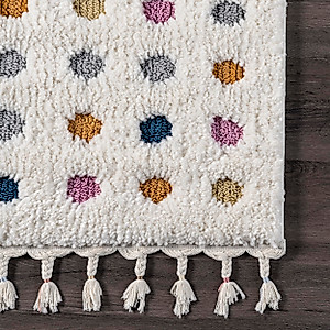 nuLOOM Behati Polka Dot Kids Tasseled Area Rug, 8x10, Ivory