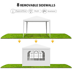 HomGarden 10'x10' Outdoor Canopy Tent Patio Camping Gazebo Storage Shelter Pavilion Cater Party Wedding BBQ Events Tent w/Removable Sidewalls