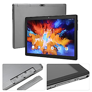aqxreight Office Tablet HD IPS Gaming Tablet Dual Camera Quad Core 10.1 Inch 6000 MAh for Travel (Iron Gray)