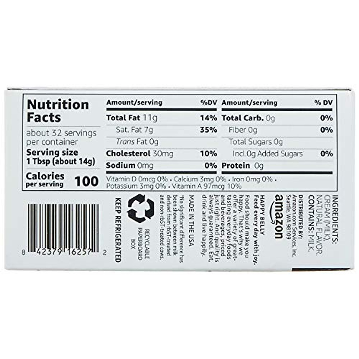 Amazon Brand - Happy Belly Unsalted Butter Sticks, 16 oz. (4 Four Oz. Sticks)