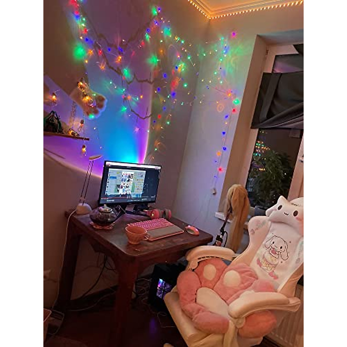 Cinnamoroll Pink Gaming Chair for Kids, Cartoon Gamer Chair for Teens Adults Computer Chair for Girls Video Game Chairs Silla Gamer Ergonomic PC Chair（Pink-White）