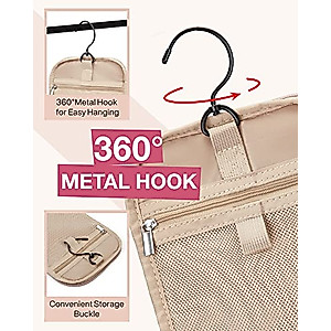 BAGSMART Travel Toiletry Bag for Women, Hanging Toiletry Bag with Hook, Travel Cosmetic Makeup Bag Travel Organizer for Accessories, Shampoo, Full Sized Container, Toiletries,Grey-Medium