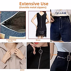 Metal Zippers 12pcs #3 Antique Brass Close-end Non-Separating Zippers Assorted Color for Purses Cosmetic Bags Pockets Handbags DIY Sewing 25cm/10inch