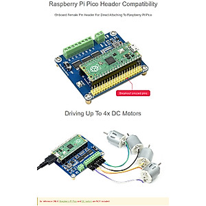 Waveshare DC Motor Driver Module for Raspberry Pi Pico Driving Up to 4X DC Motors Suitable for 2WD or 4WD Driving