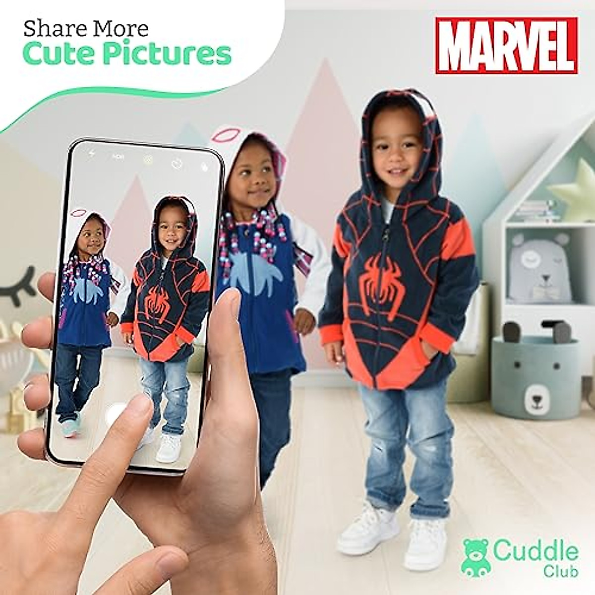 Cuddle Club Miles Morales Toddler Fleece Jacket - Toddler Miles 5T Toddler Fleece Jacket - Girls & Boys Zip Up Miles Hoodie - Kids Miles Sweater Fleece Jacket - Toddler Winter Miles Jacket