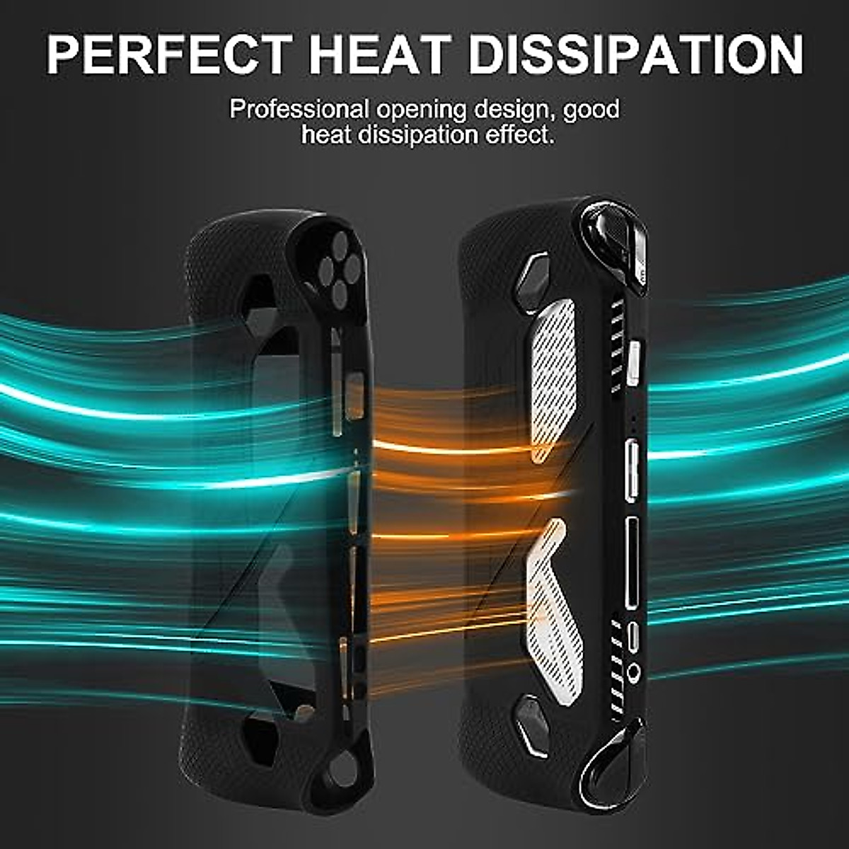 Yebowe Silicone Protective Case for Rog Ally, Handheld Game Console Protector Cover Skin with 4 Thumb Grips Caps Soft Non-Slip Flexible Shockproof ROG Ally Accessories 2023, Black