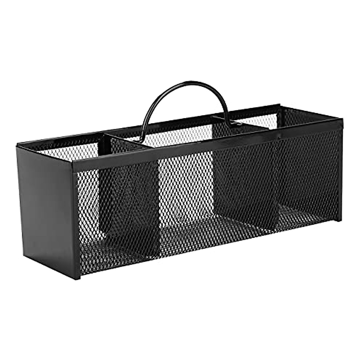 Mind Reader 3 Section Caddy, Cutlery Holder, Flatware and Silverware Organizer, Forks, Spoons, Knives, Countertops, Kitchen, One Size, Black Mesh