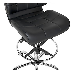 Studio Designs Black Crest Drafting Work Chair with Foot Rest - Adjustable Height - Contoured for Desk or Drafting Table