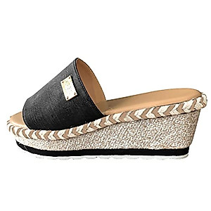 JMMSlmax Sandals for Women Dressy Summer Wide Width Espadrille Wedge Sandals for Women Slip On Open Toe Platform Wedge Shoes