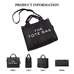 CASTNICH The Tote Bag for Women, Leather Tote Bag Black with Zipper, Women's Tote Bag Sturdy Durable Waterproof Cute Handbag, Tote Purse Crossbody Shoulder Bag for School, Work, Travel
