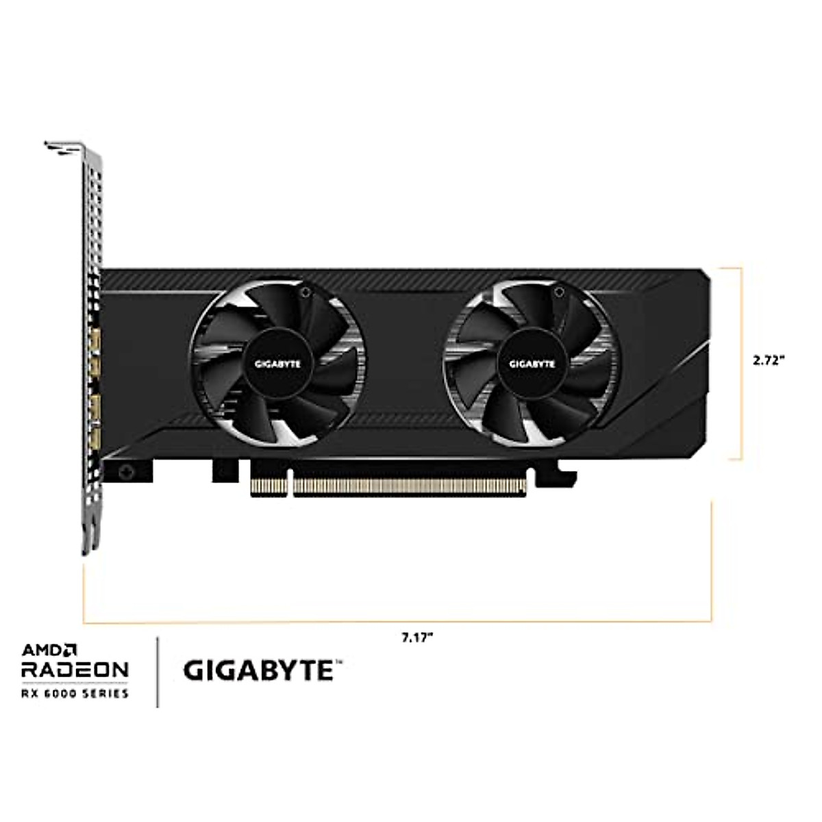 Gigabyte Radeon RX 6400 D6 Low Profile 4G Graphics Card, Low Profile Design, 4GB 64-bit GDDR6, GV-R64D6-4GL Video Card