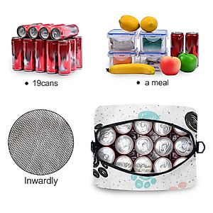 Blueangle Doodle Dog Paw Print Insulated Lunch Bag with Detachable Shoulder Strap & Carry Handle, Eco-friendly Cooler Bag Tote Bag,School Lunch Box for Kids,Men,Women