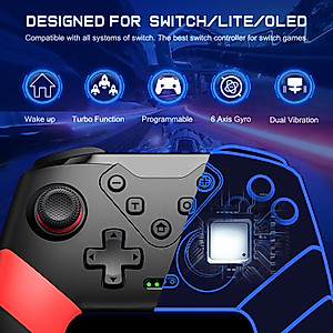 NinjaPlusOX Switch Controller, Wireless Switch Pro Controller for Nintendo Switch Controller/Lite/OLED, Back Buttons for Extra Switch Remote with Programmable,Wakeup, Turbo, Vibration