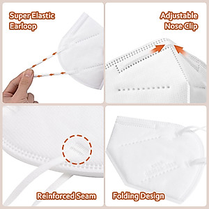 Borje KN95 Face Masks 50 Pcs, 5-Ply Protection Multicolor KN95 Mask, Disposable Face Masks for Adults