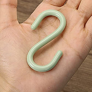 Mini Skater 2.5" Small Plastic S Shaped Hooks, Multifunctional Portable S Shape Hanging Hooks for Hanging Plants, Kitchen, Bathroom Hook Clothes S-Hooks(10Pcs,Light Green)