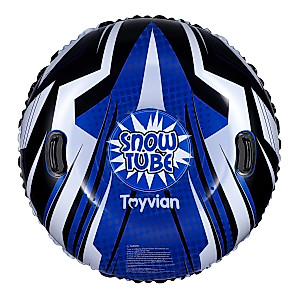 Toyvian 120cm Winter Snow Tube Inflatable Sled Snow Ring with Handles for Kids Adults Winter Outdoor Skating Skiing