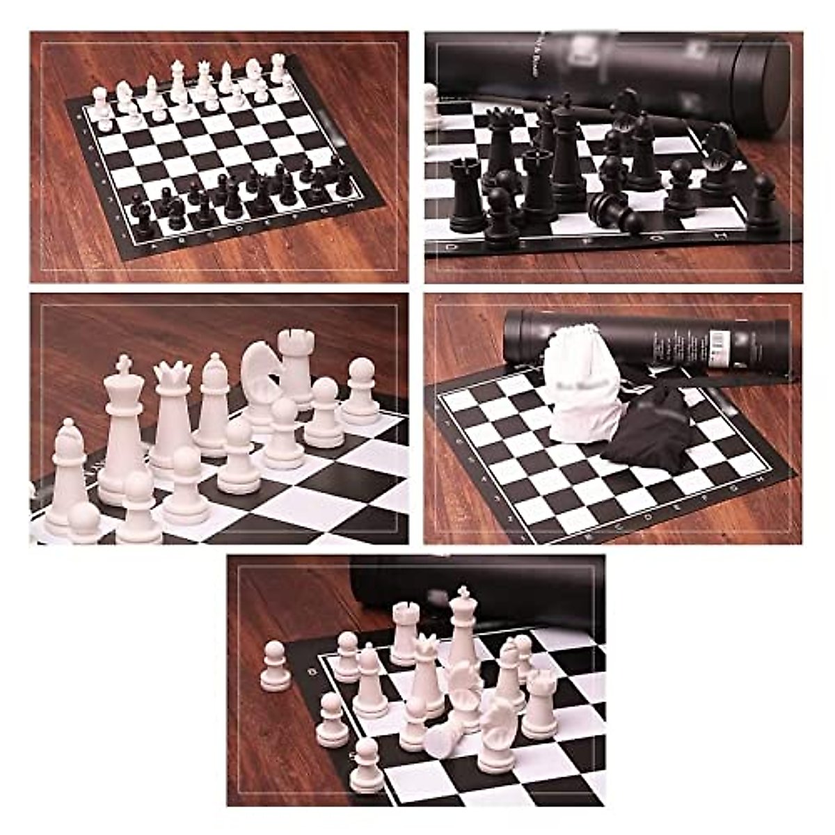 JGATW Chess Set Portable Chess Checkers Set，Folding Roll Up Chess Game for Outdoor Activities Chess Sets International Chess