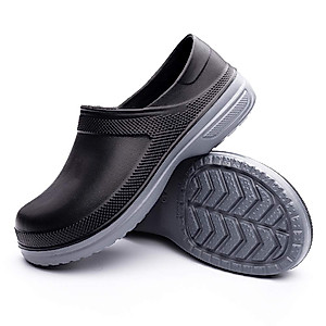 Chef Shoes Men and Women Clogs Zapatos de Cocina para Hombres Kitchen Shoes Nurse Work Shoes Waterproof and Oil-Proof Antiskid Non-Slip Shoe Suitable for Garden Kitchen and Hospital Black
