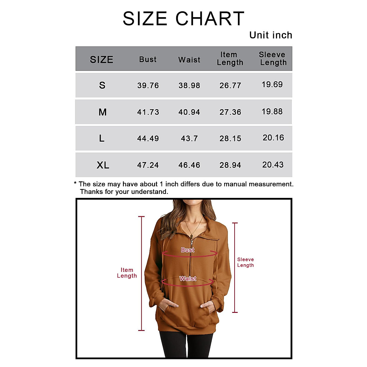 PRETTYGARDEN Women’s Casual Long Sleeve Lapel Zipper Sweatshirt Drawstring Loose Pullover Tops Wine Red