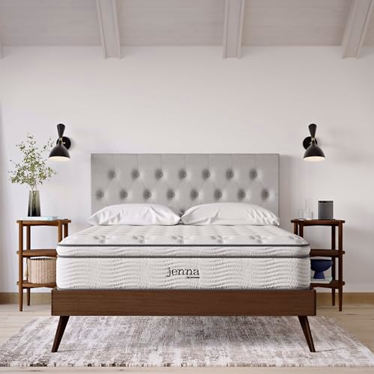 Modway MOD-7090-WHI Jenna 12" Innerspring and Foam King Mattress, White