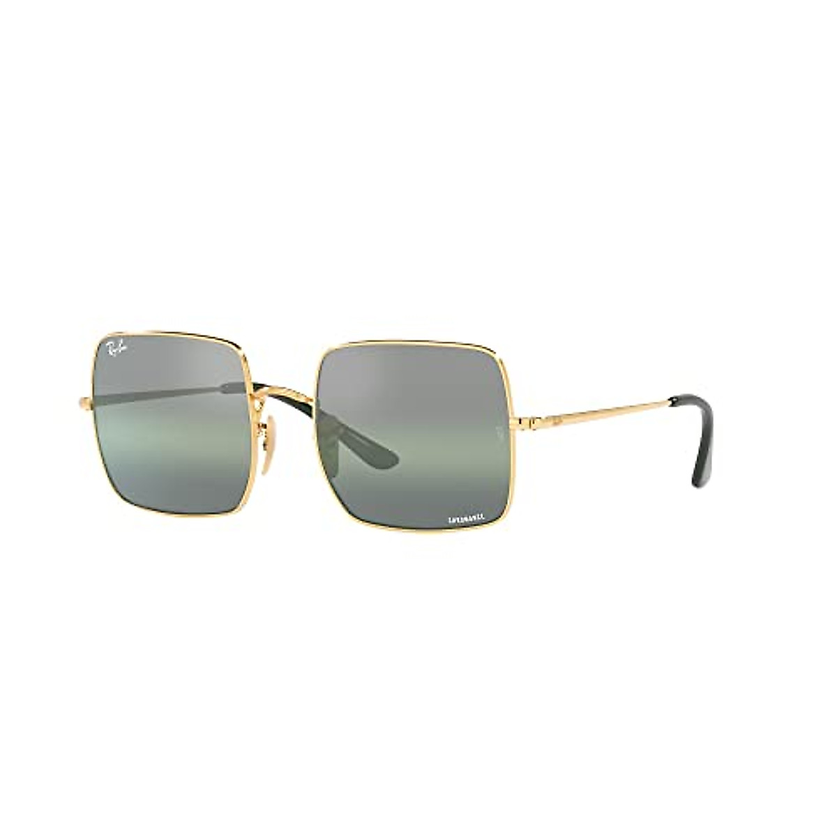 Ray-Ban Women's RB1971 Square Sunglasses, Gold/Green Mirrored Polarized, 54 mm