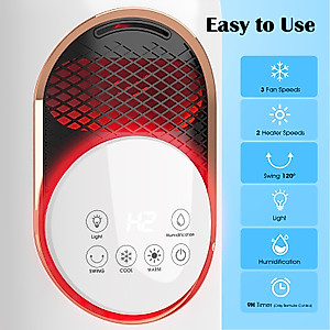 Cobuy Tower Fan and Heater Combo with Humidification, 4 in 1 Space Heaters for Indoor Use, 120°Oscillating, 1800W, 2 Speed Heating, 3 Speed Cooling, Remote Control, 9H Timer for Bedroom Room Office