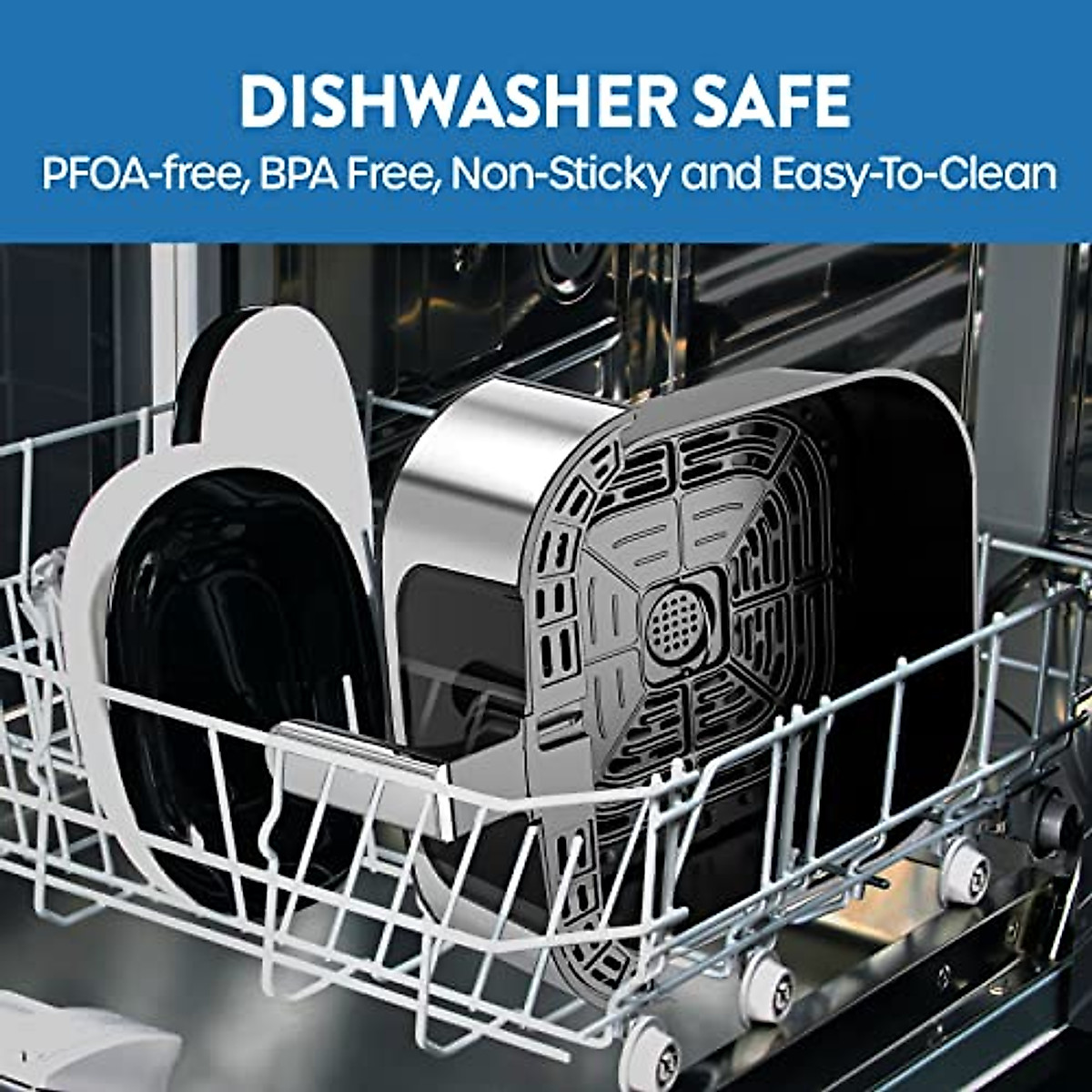 ECOWELL TXS5T2 Air Fryer, 6 Quart Airfryer, Large Stainless Steel Air Fryers for 3-5 People, 8 Food Presets, Digital Touch Screen, Healthy Cooking, BPA-Free, Nonstick & Dishwasher-Safe, 1700W, Black