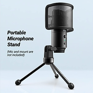 FIFINE Tripod Stand for Desktop Microphone with Non-slip Rubber Feet, Sturdy Metal Construction, Foldable Desk Mic Stand for Gaming, Podcasting, Meetings, Chatting