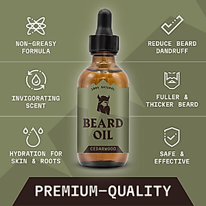 Striking Viking Cedarwood Beard Oil, Large 2 Oz - Natural Formula with Tea Tree, Argan & Jojoba Blend - Softens, Smooths & Strengthens Beard - Scented Oil for Men