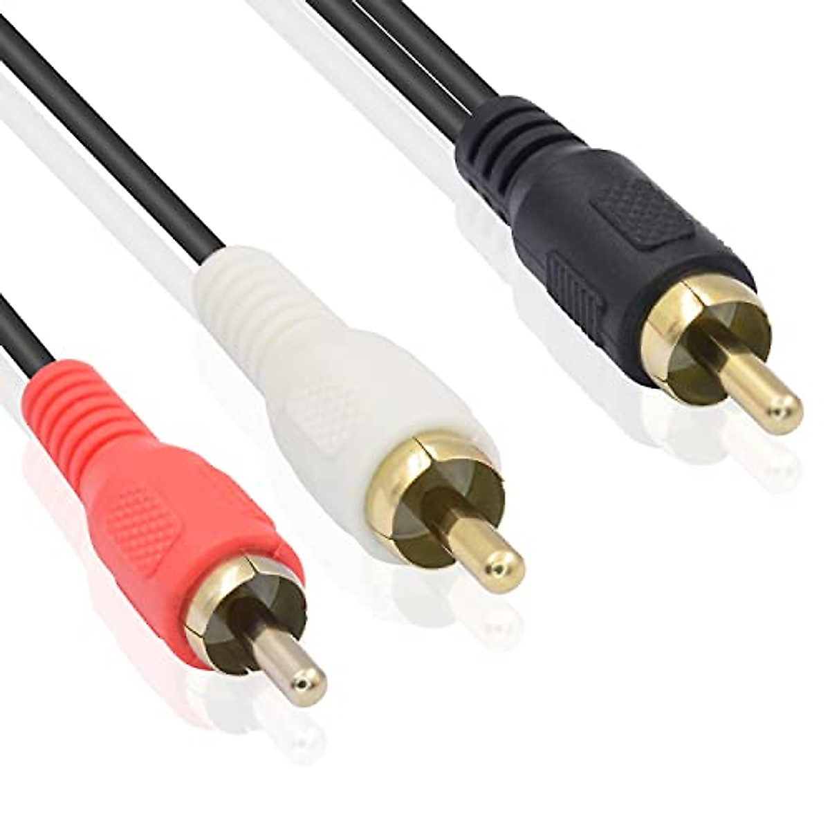 Poyiccot RCA Splitter Male to Male Cable, RCA Y Splitter 1 RCA Male to 2 RCA Male Stereo Audio Subwoofer Cable, 2RCA to 1RCA Bi-Directional RCA Y Adapter Cable - 25cm/10inch
