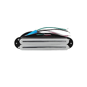 FLEOR Alnico 5 Hot Dual Rail Humbucker Single-Coil-Sized Pickup 9-10K Humbucker Pickup White Fit Strat Guitar Part