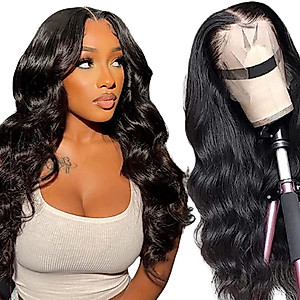 13x6 Lace Front Wigs Human Hair Pre Plucked 180 Density 26 Inch HD Body Wave Lace Front Wigs Human Hair 10A Frontal Wigs Human Hair wigs for Women Glueless Wigs Human Hair Pre Plucked Black wig