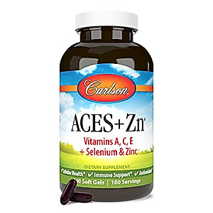Carlson - ACES + Zn, Vitamins A, C, E + Selenium & Zinc, Thyroid Support, Multivitamin with Zinc, Cellular Health & Immune Support, Selenium Multivitamin, Antioxidant, 360 Softgels