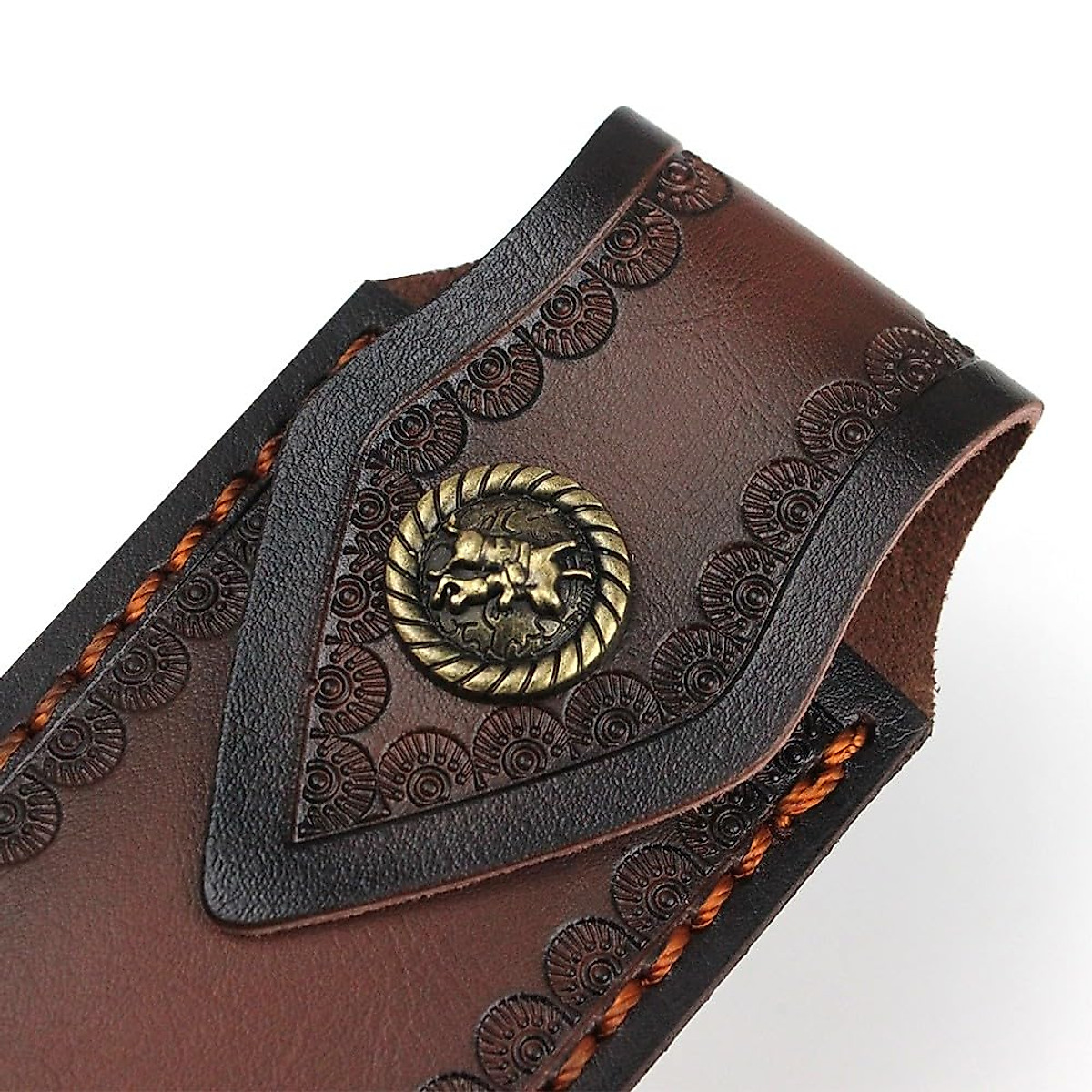 4'' Pocket Knife Sheath, Portable Leather Knife Holster with Belt Hanging Hole Design for Camping Hunting Jungle Exploration