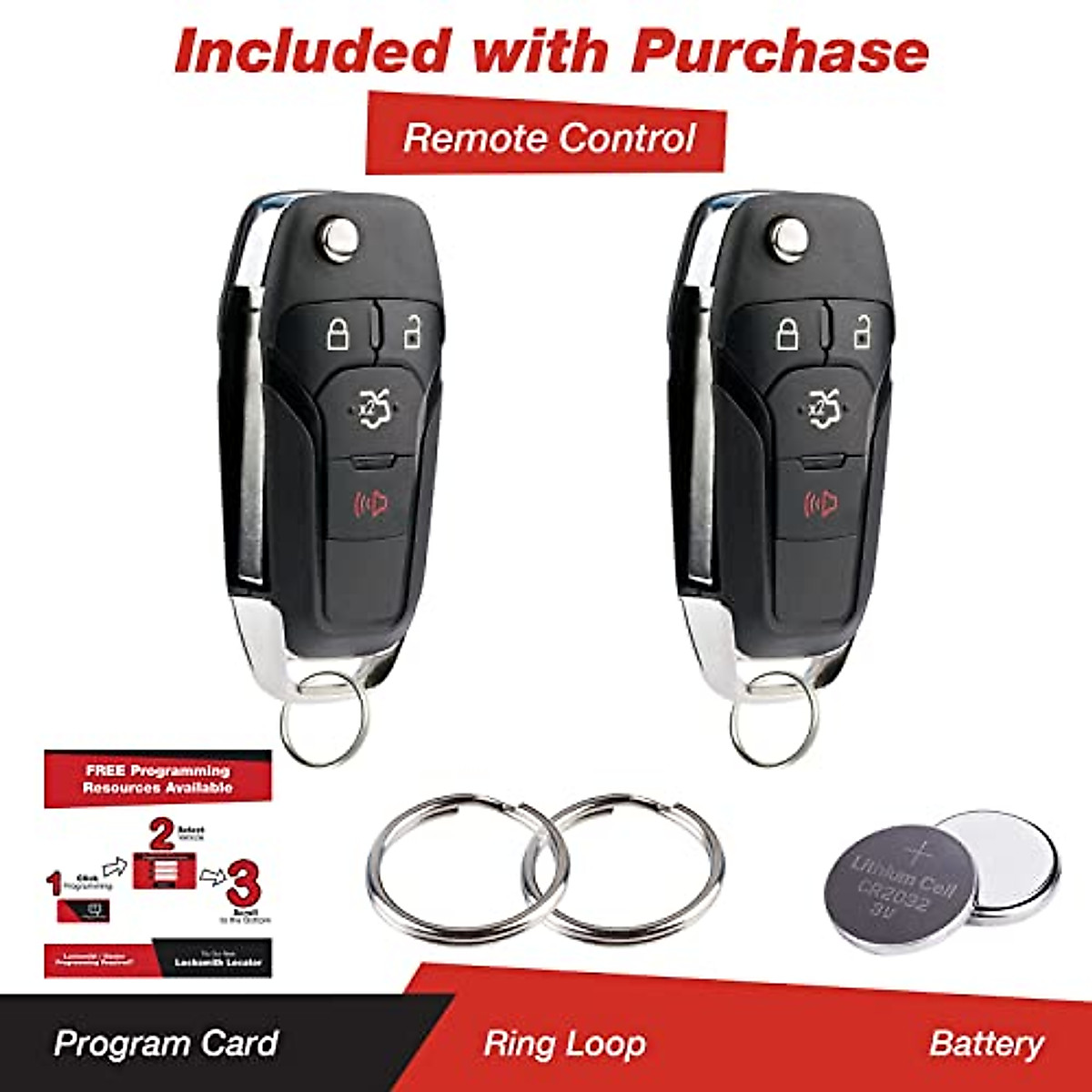 KeylessOption Keyless Entry Car Remote Uncut Ignition Flip Key Fob for 2013-2016 Ford Fusion N5F-A08TAA (Pack of 2)