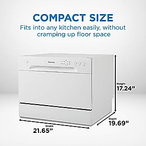 Danby DDW621WDB Countertop Dishwasher with 6 Place Settings, 6 Wash Cycles and Silverware Basket, Energy Star-Rated with Low Water Consumption and Quiet Operation