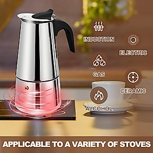DITOSH 6 Cup Stovetop Espresso Maker Stainless Steel Moka Pot Espresso Maker Percolator Italian Coffee Maker Capable Mocha Coffee Machine Cafe Classic Maker for Home & Camping 300ml 10oz